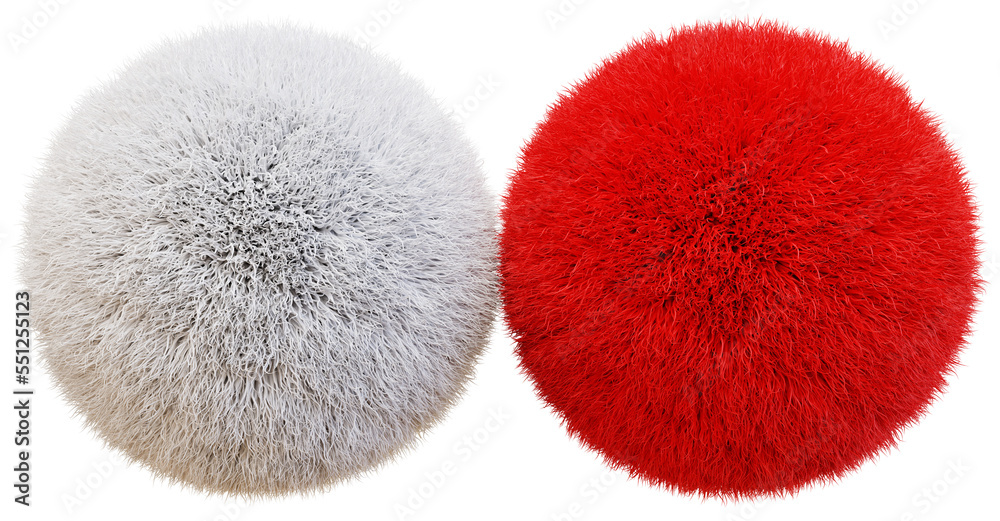 White and red color Pom Pom fur isolated on PNG Transparent background ...
