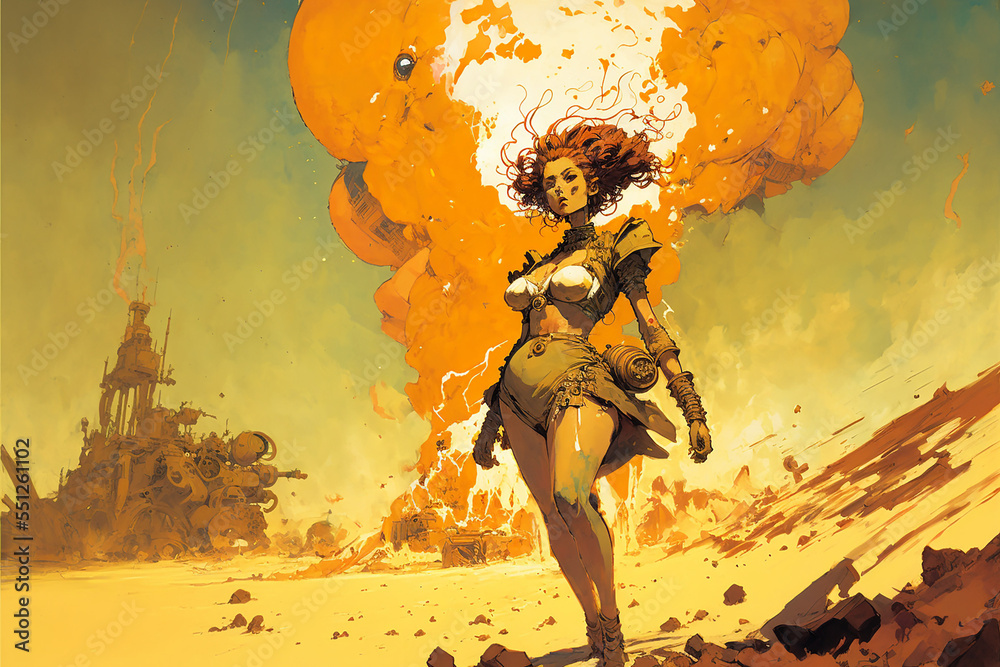 Doomsday Nuclear Explosion Female Character Design Concept Art