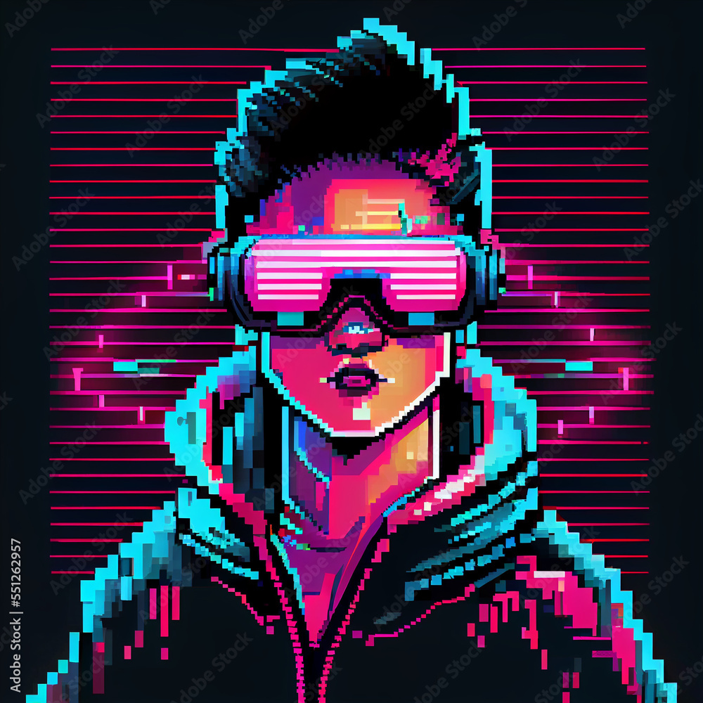 Cyberpunk Pixel Art Stock Illustration | Adobe Stock