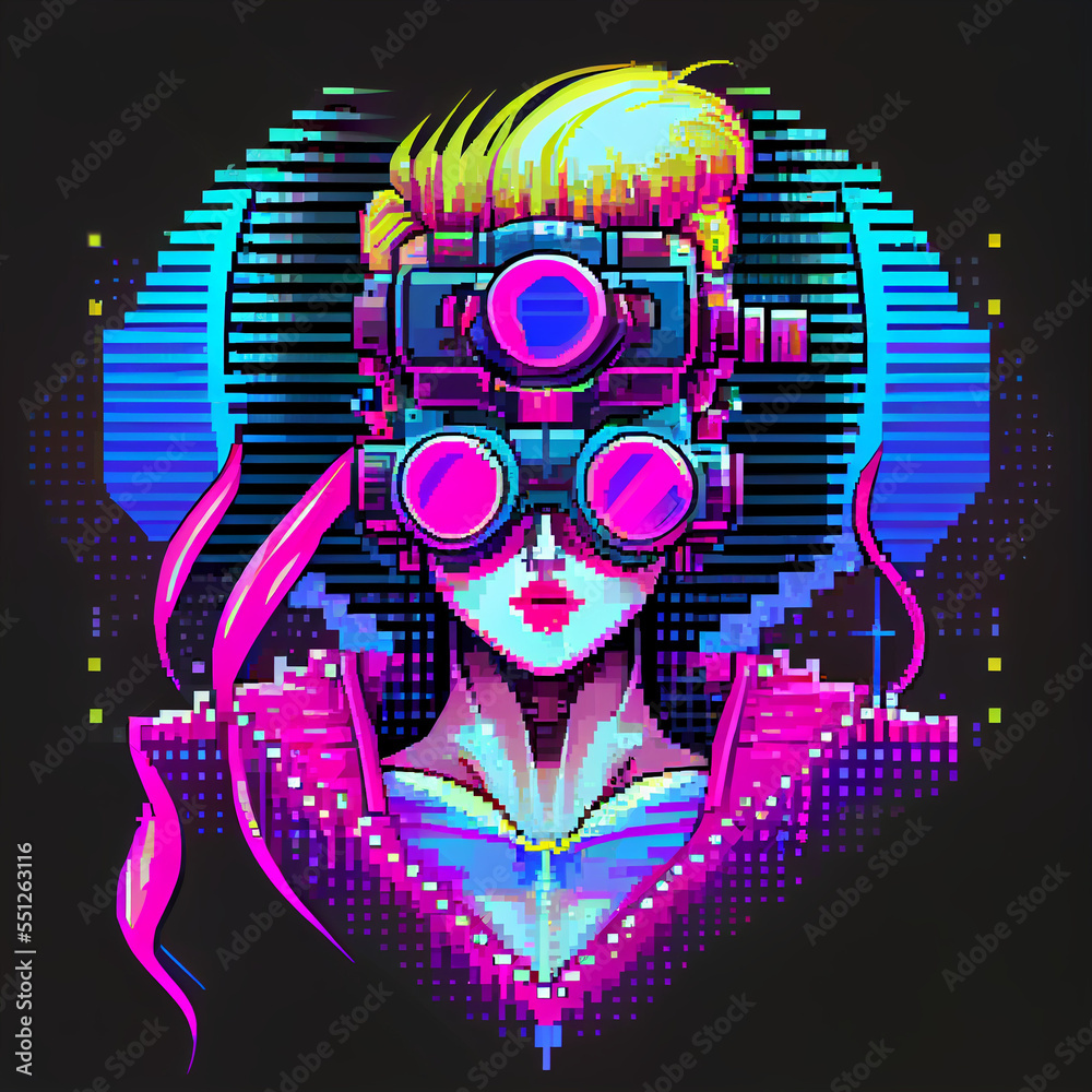 Cyberpunk Pixel Art Stock Illustration | Adobe Stock