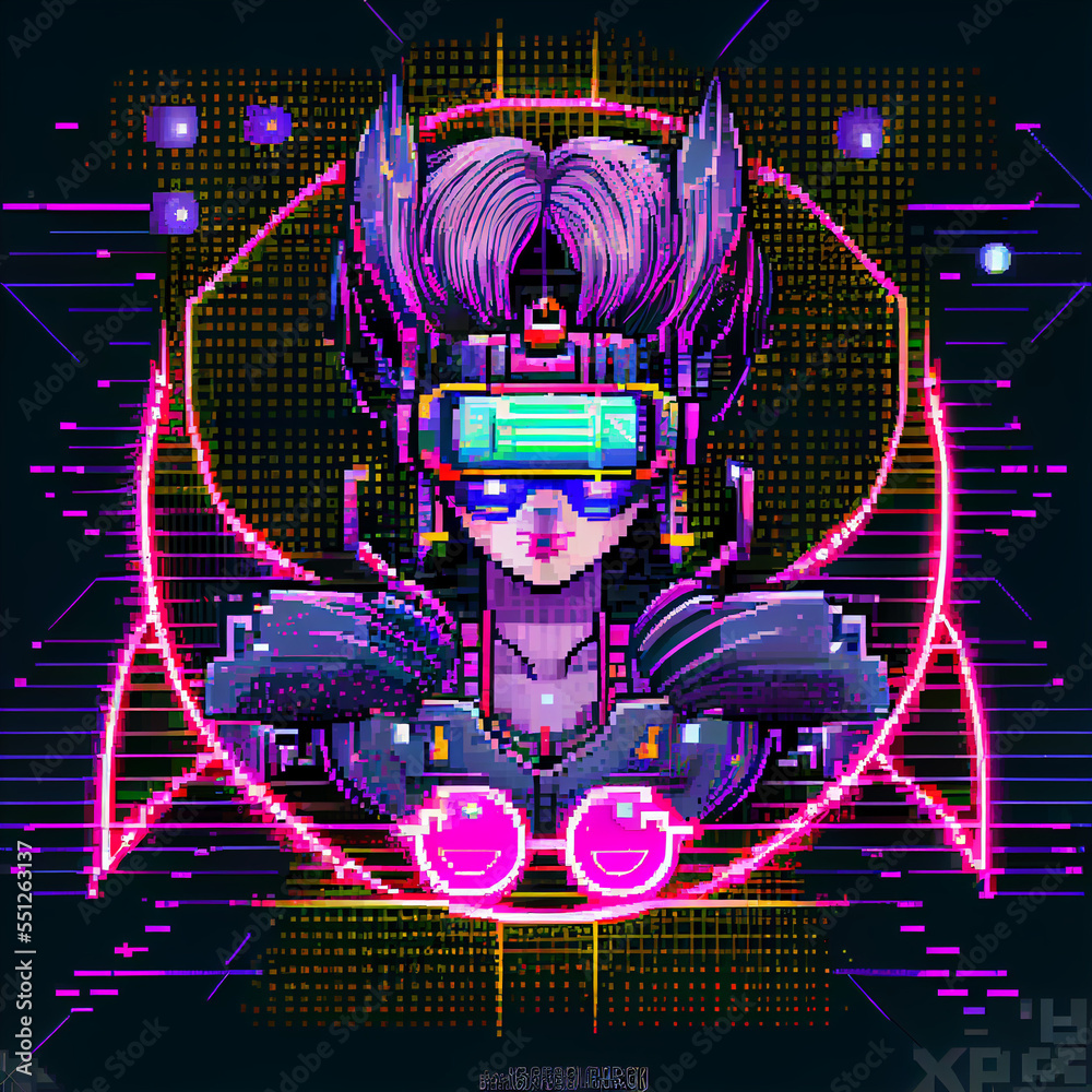 Cyberpunk Pixel Art Stock Illustration | Adobe Stock