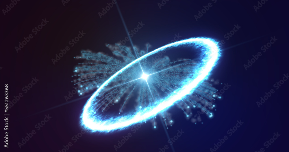 Bang explosion of galaxy, planet stars with sparks of fire blast wave ...