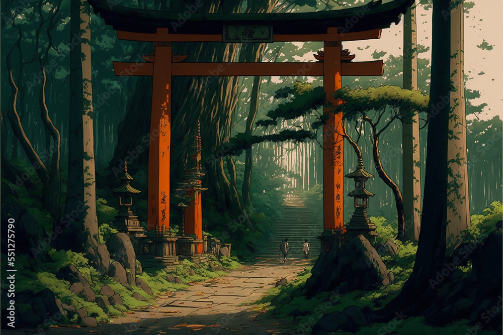 Torii, Japanese Gate, Torii Forest Background, Concept Art, Digital ...