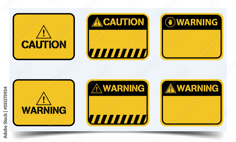 Warning sign. Set of warning signs and caution warning signs. Blank ...