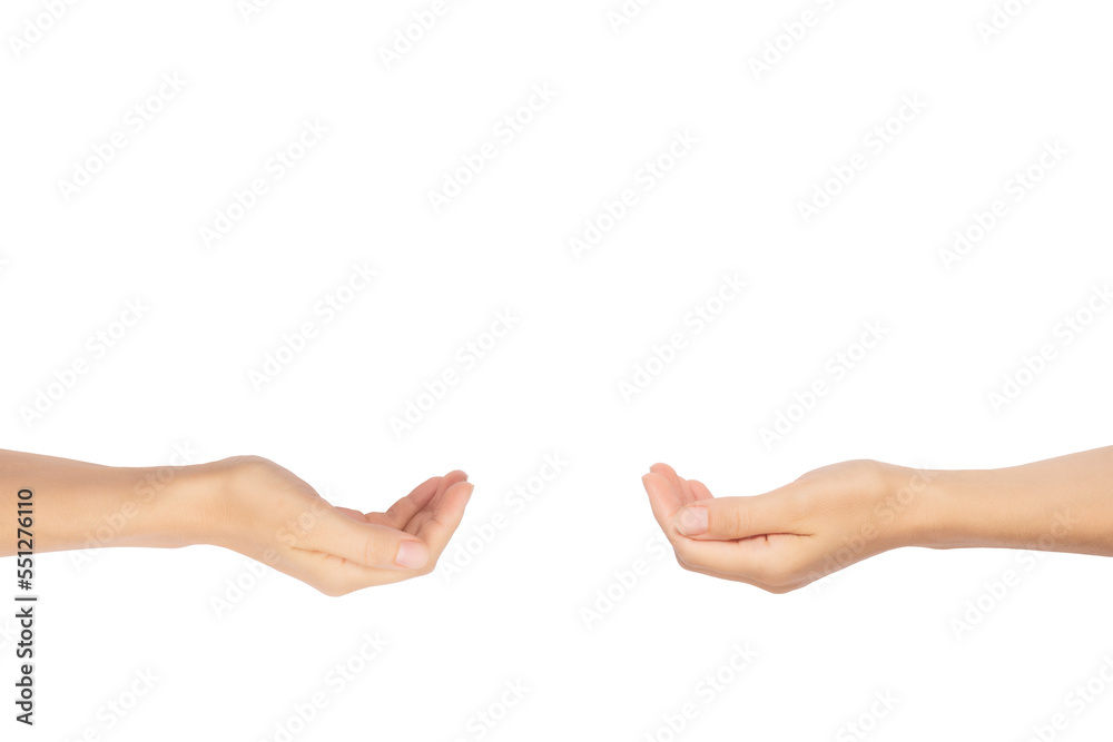 The palms of a hand are in a holding, offering, or giving position ...