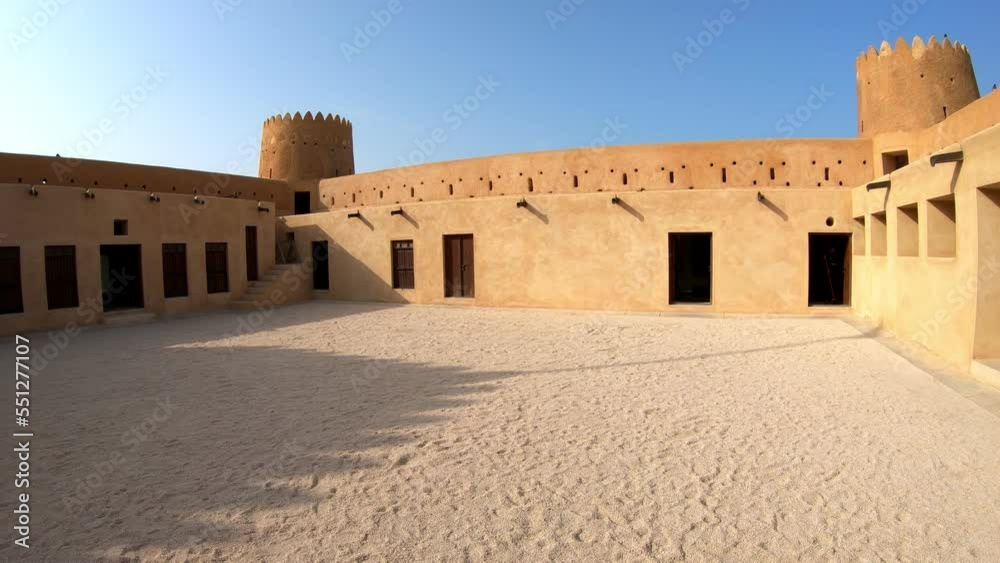 Video „Zubarah, Qatar - February 2019:Interior walls and courtyard of ...