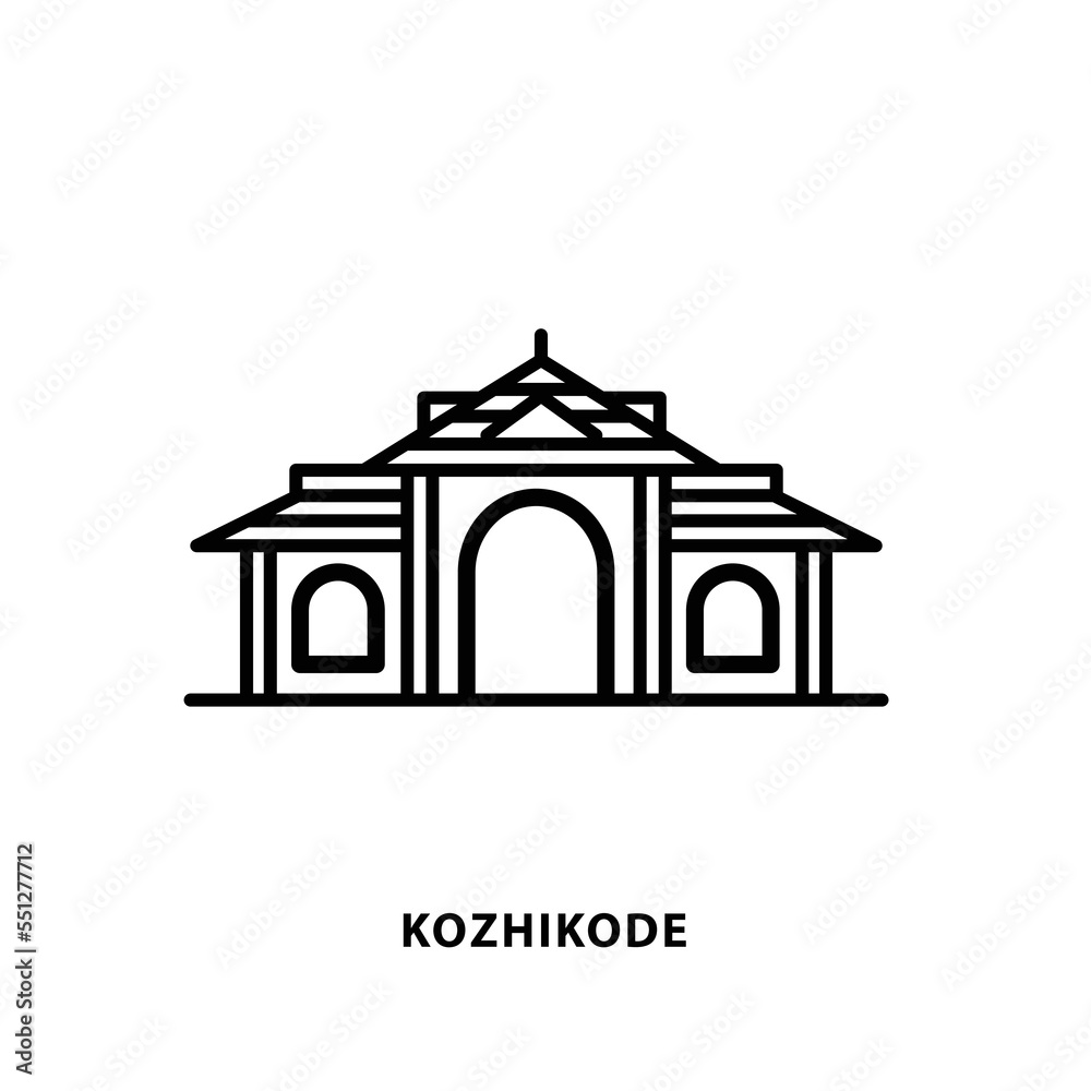 Indian city icon. Kozhikode-Mananchira Square. Kerala. Minimal vector ...