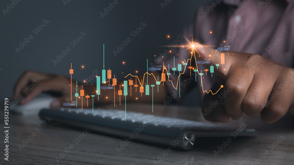 Stock Market Investments analysis and Digital Assets. Stock Photo ...