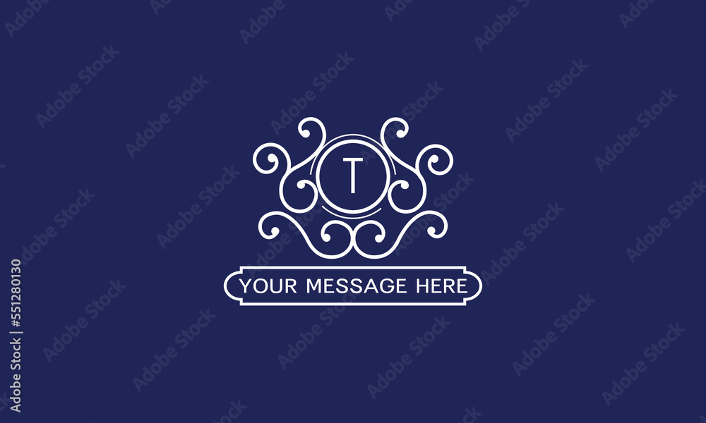 Vintage elegant initial T monogram design template. White color logo ...