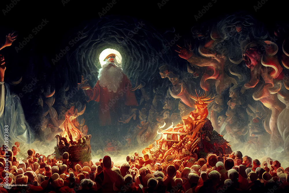 Christmas in hell, santa claus is lucifer himself at the gates of fire ...