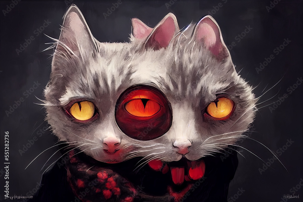 Demonic white siamese twin cats with blood hole in the shape of a heart ...