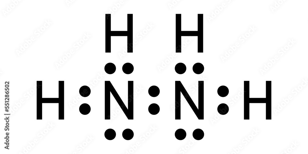 Lewis structure of hydrazine (N2H4). Scientific vector illustration ...