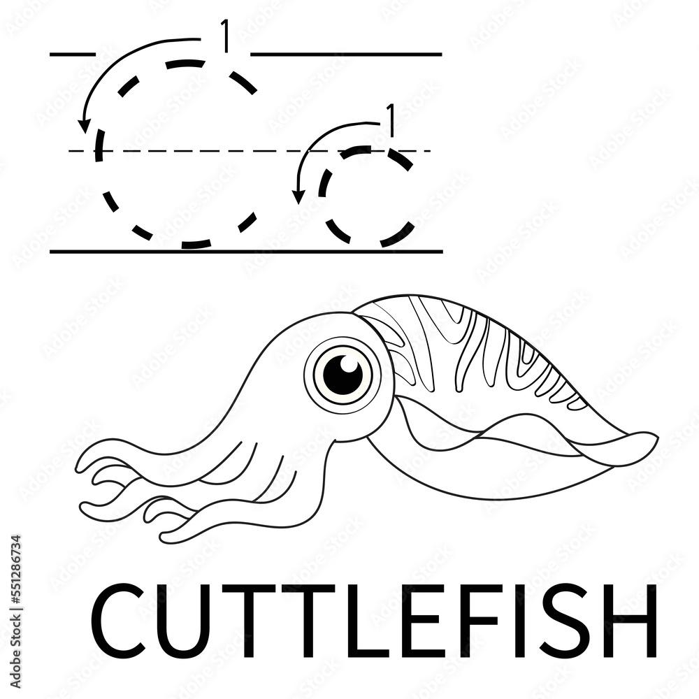 Cute Sea Animal Alphabet Series. C is for cuttlefish. Vector cartoon ...