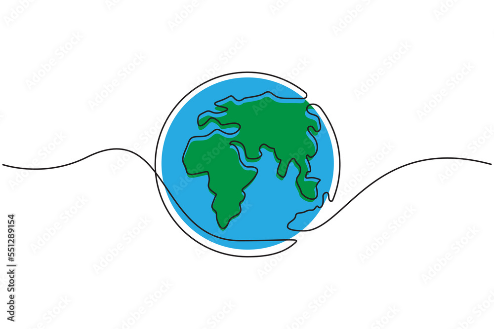 continuous line drawing of globe. Simple modern minimalism continuous ...