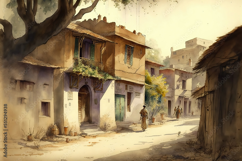 AI generated image of an Indian village scene Stock Illustration ...
