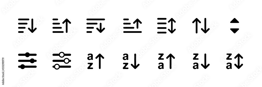 Set of sorting icons collection vector Stock Vector | Adobe Stock