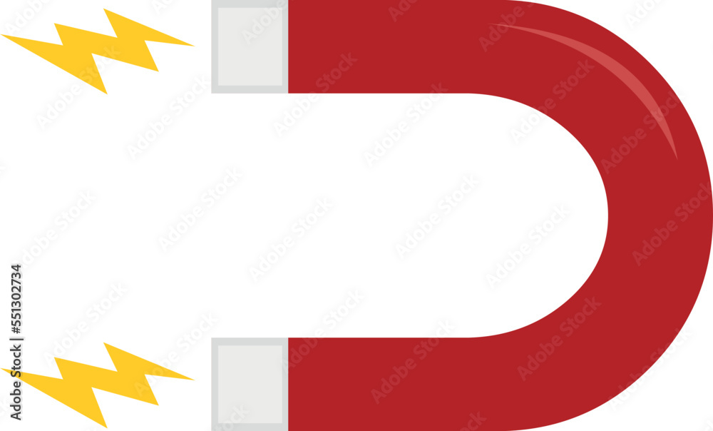 vector illustration of magnet cartoon with electromagnetic rays Stock ...