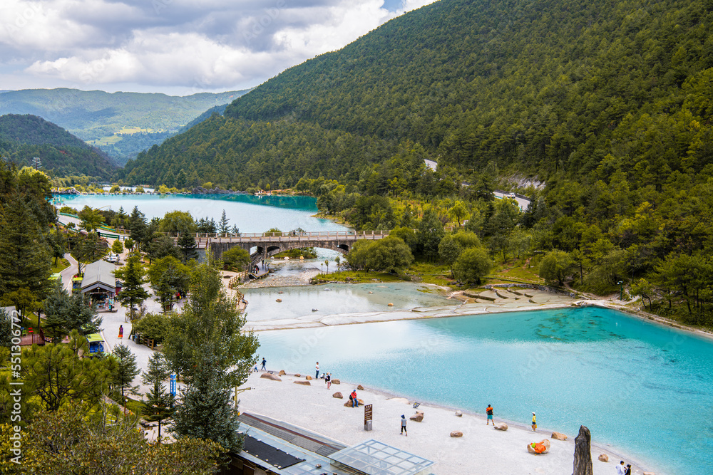 Aerial of the Blue Moon Valley. The valley appears blue on a sunny day ...