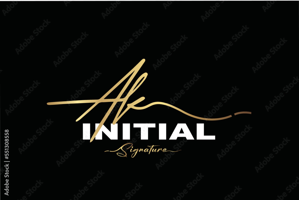 Initial A and K Logo Design in Elegant Gold Handwriting Style. AK ...