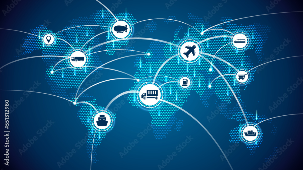 Global shipping and supply chain vector illustration. Abstract concept ...