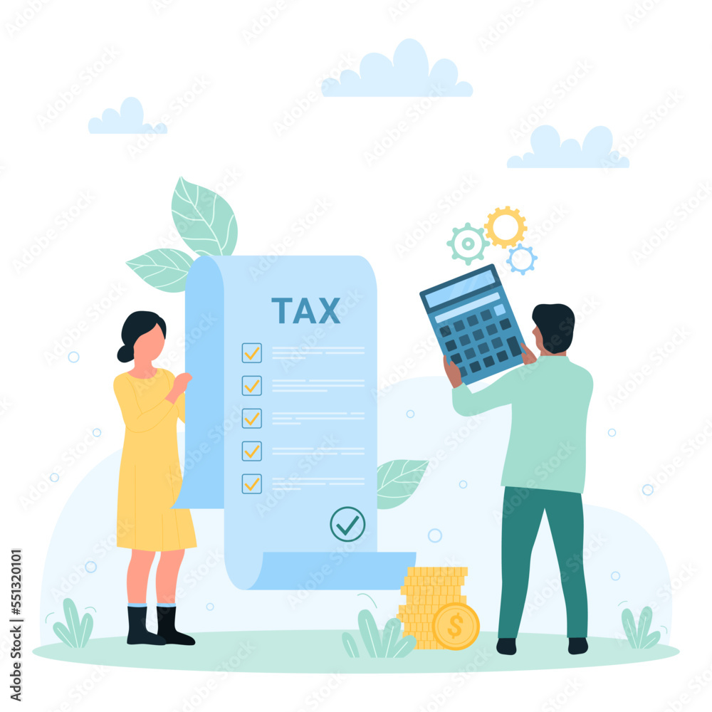 Taxation, finance analysis and paperwork vector illustration. Cartoon ...
