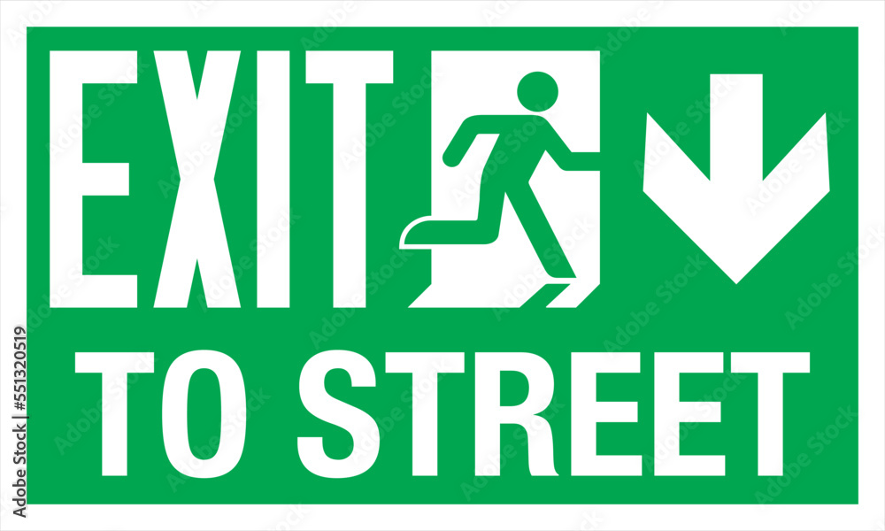Emergency Escape Evacuation Sign Marking ISO Standard Exit To Street ...