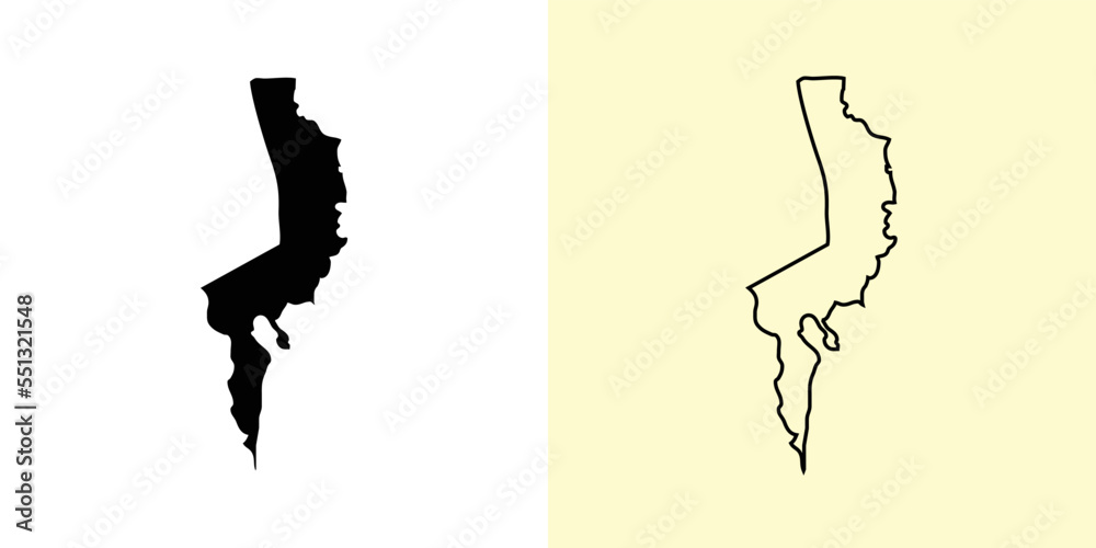 Davao Oriental map, Philippines, Asia. Filled and outline map designs ...