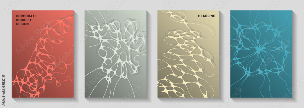 Chic dj party posters. Fluid waves meshwork backdrops. Trendy brochure ...