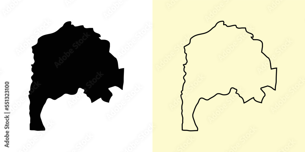 Irbid map, Jordan, Asia. Filled and outline map designs. Vector ...