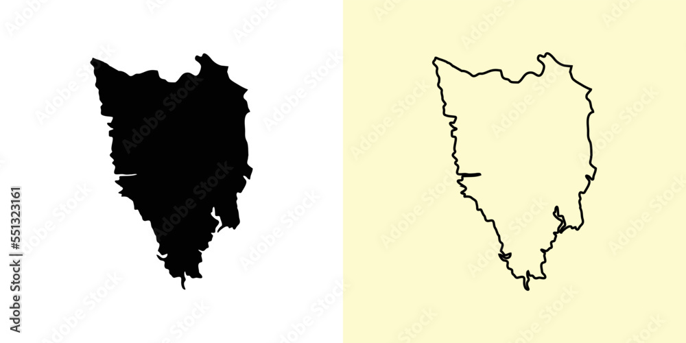 Istria map, Croatia, Europe. Filled and outline map designs. Vector ...