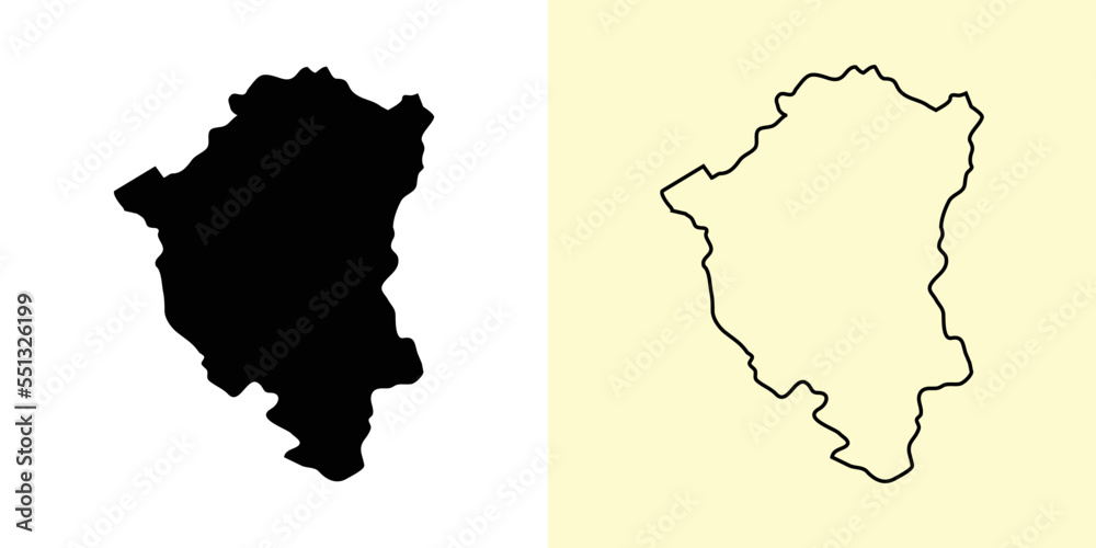 North Backa map, Serbia, Europe. Filled and outline map designs. Vector ...