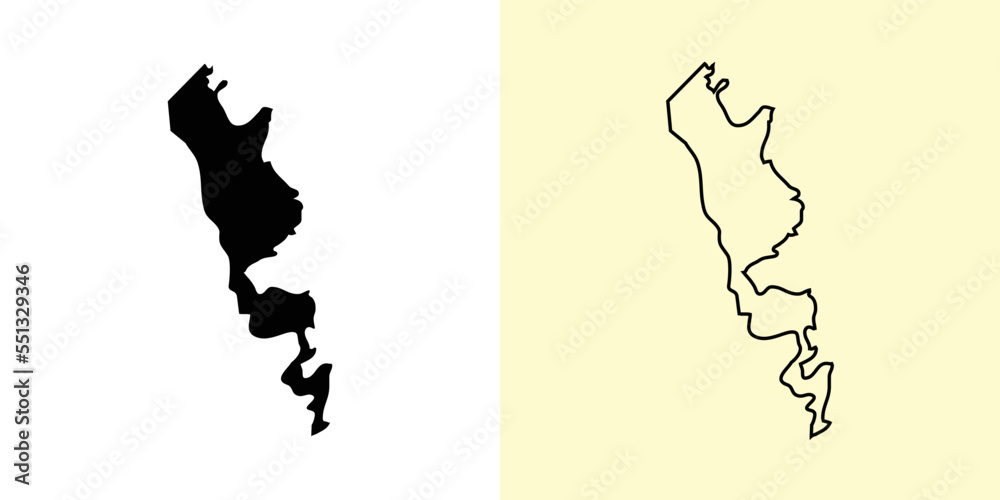 Surigao del Sur map, Philippines, Asia. Filled and outline map designs ...