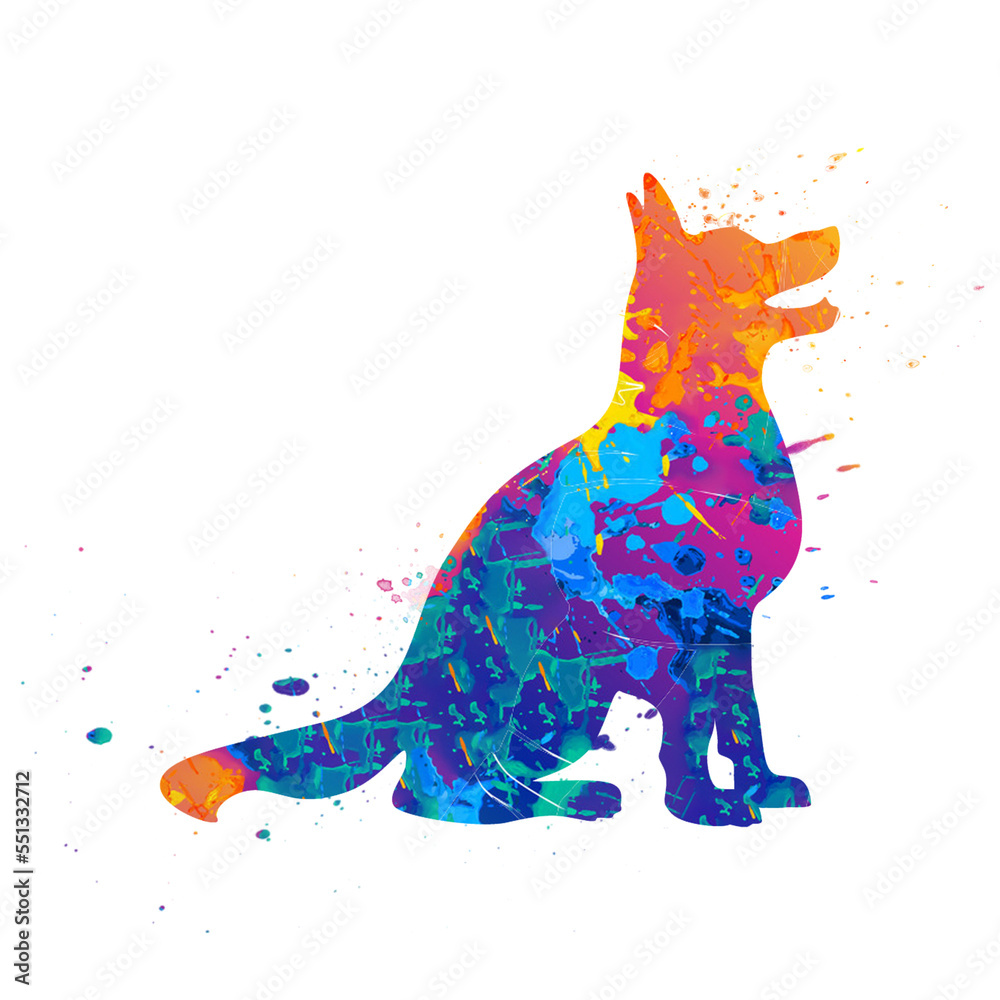 Watercolor Dog, Abstract dog art, Colorful dog Illustration, Dog ...