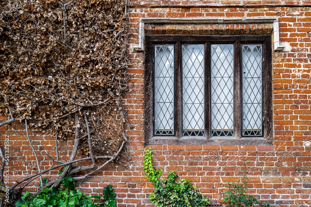 Abstract view of a very old English, Tudor built home showing the ...