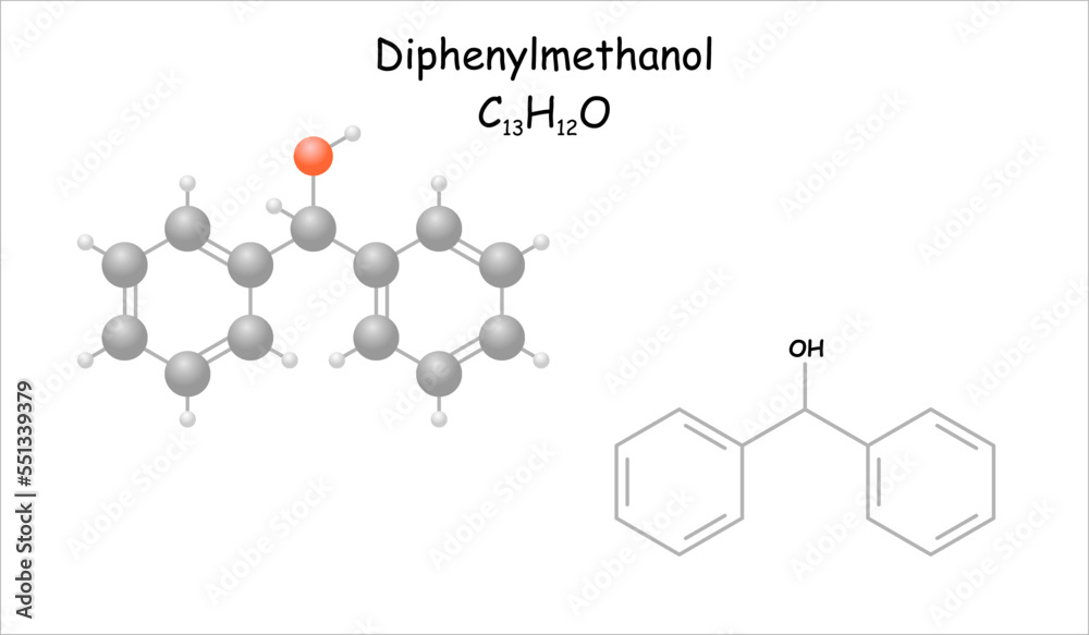 Stylized Molecule Model Structural Formula Of Diphenylmethanol Stock Vector Adobe Stock