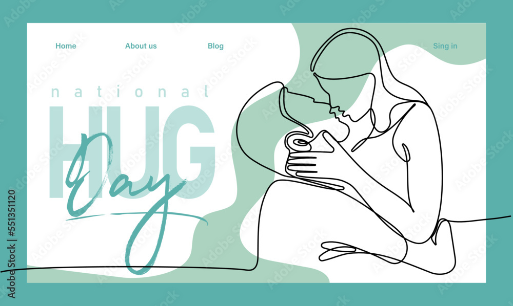 Single hand drawn outline continuous of Web banner or landing page with ...