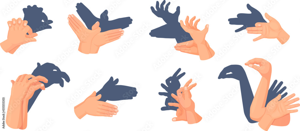Hand shadow theatre. Animal shadows theater concept, theatrical ...