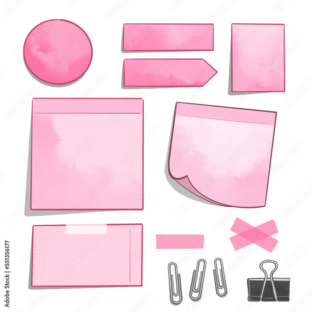 Handgezeichnete Post-it Zettel, Notizzettel, Washitape, Klebestreifen ...