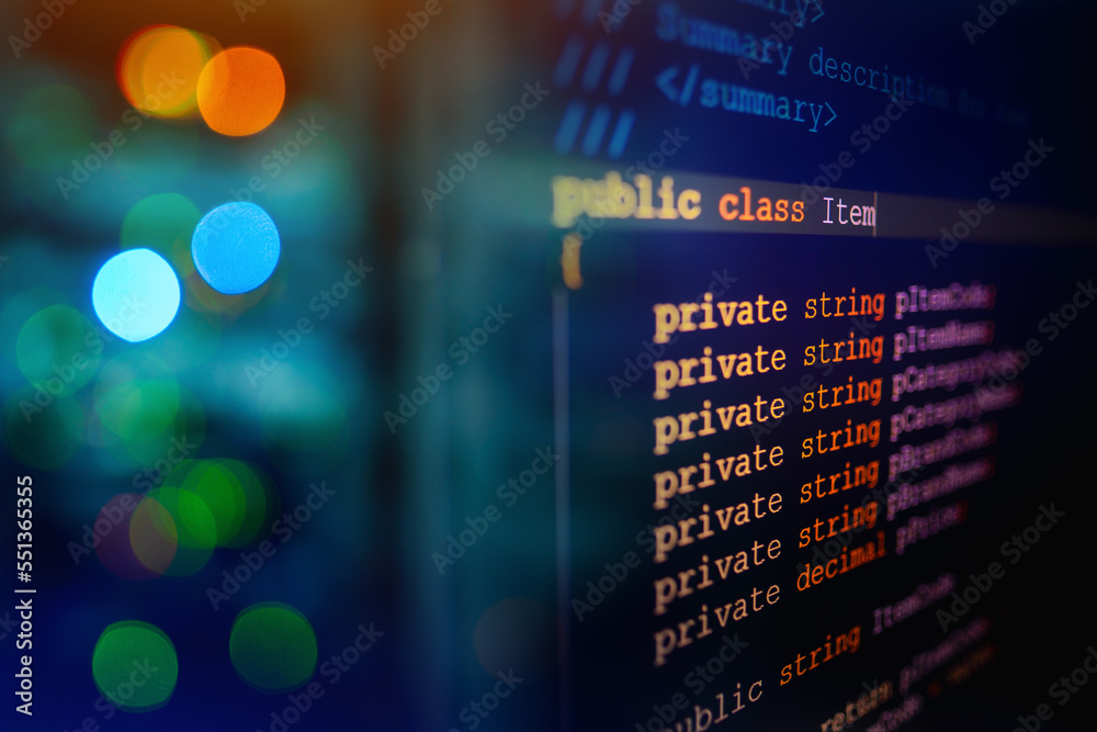C Sharp Programming Language Source Code Example On Monitor C Source Code Stock Illustration