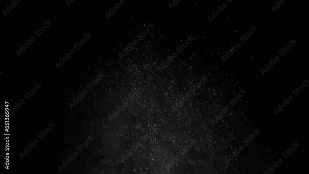 Stream of Falling Mixed Particles of Dust, Debris, Powder on Black ...