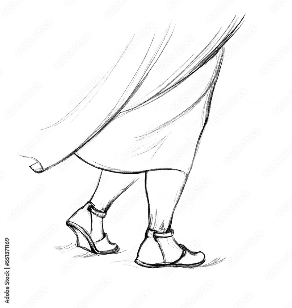 Pencil drawing. Jesus walks on water Stock Illustration | Adobe Stock