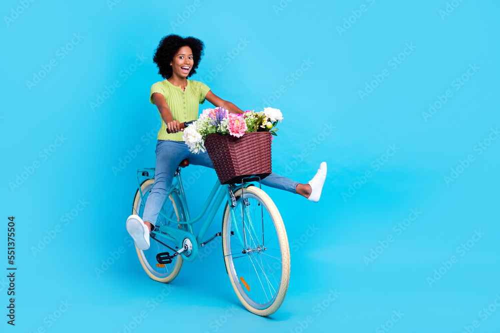 Full body size photo of funky crazy excited kid riding high speed ...