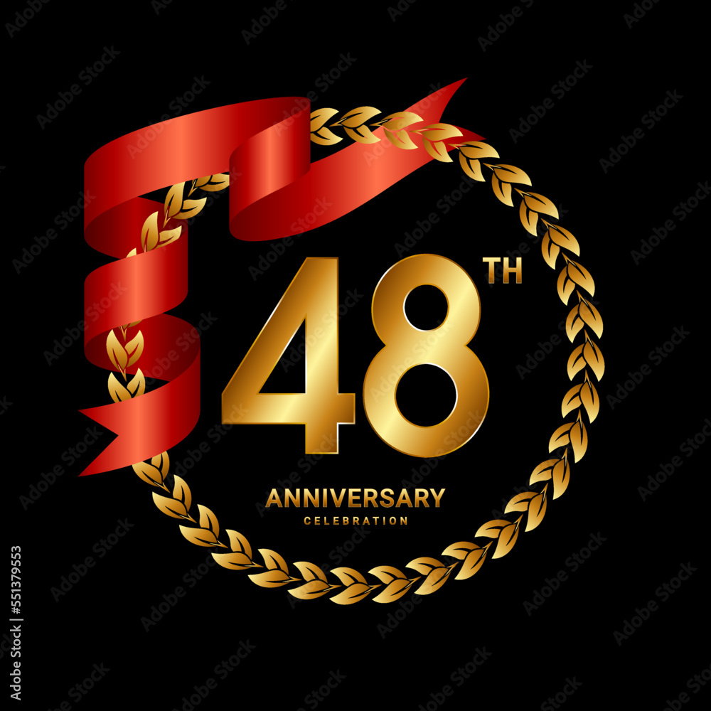 48th Anniversary Celebration. Anniversary Logo Design with Laurel ...