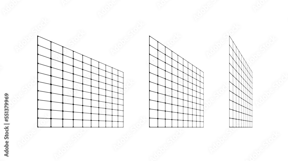 Flat grid surface set. Rectangle vertical plane in different ...