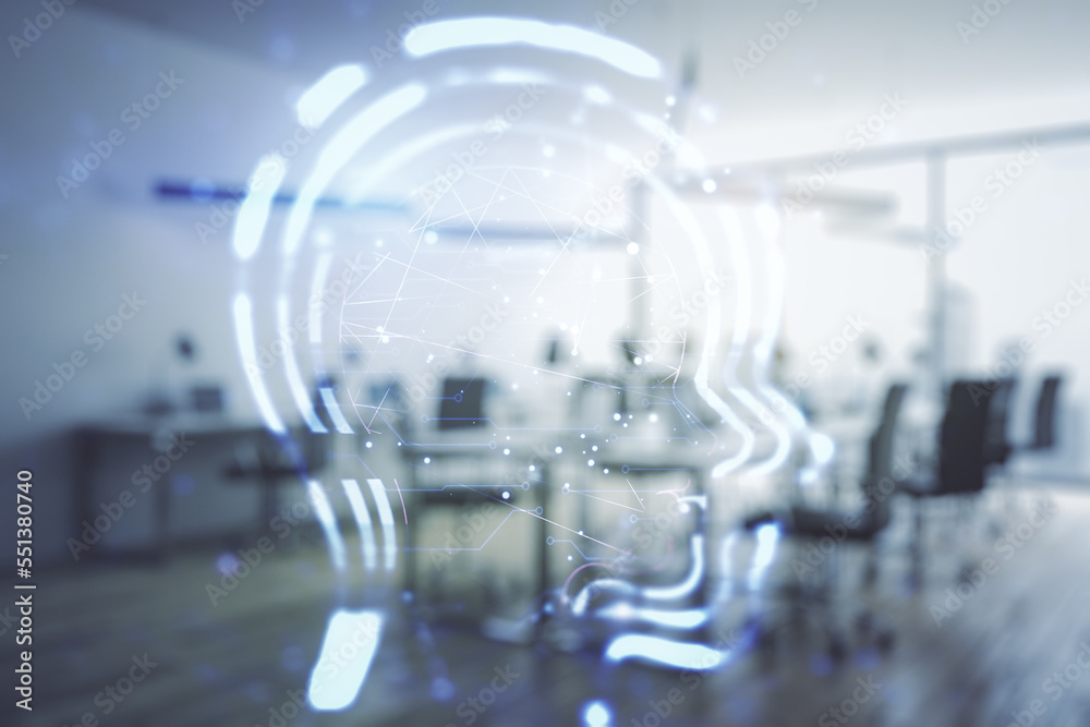 Abstract virtual artificial Intelligence interface with human head ...