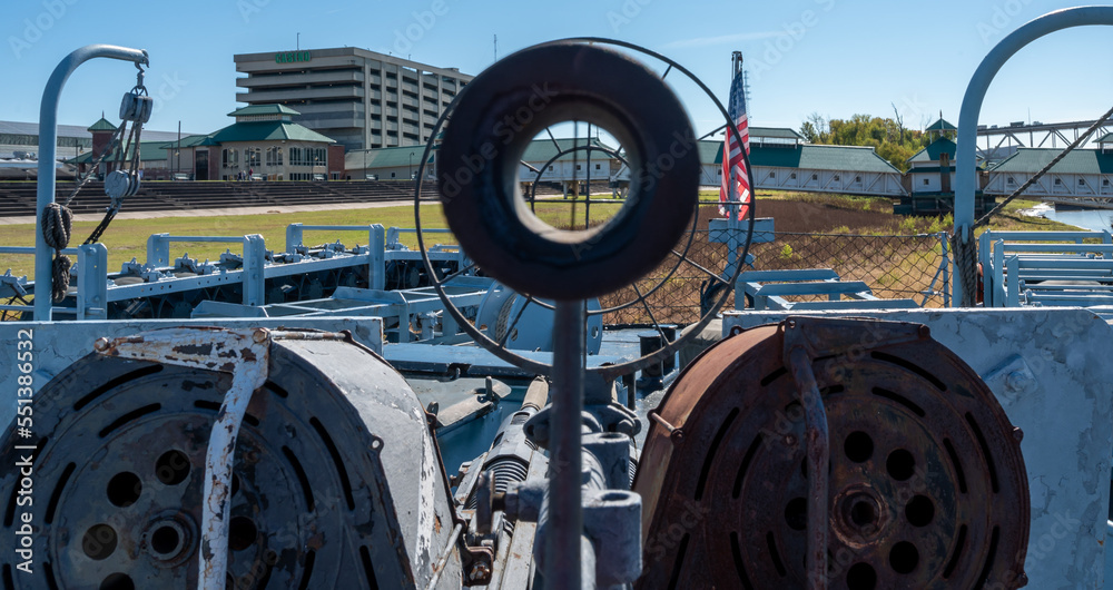 Baton Rouge, Louisiana, USA - 11.2022 - Front machine gun target sights ...