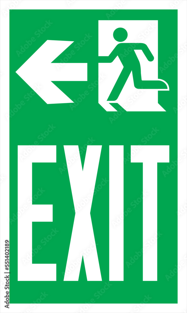 Emergency Escape Evacuation Sign Marking ISO Standard Exit Left. Using ...