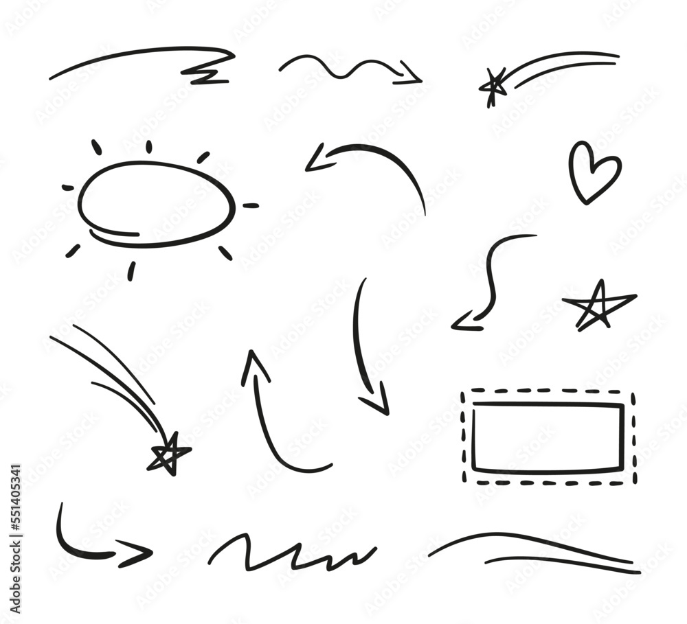 Infographic elements on isolated white. Line drawing. Hand drawn simple ...