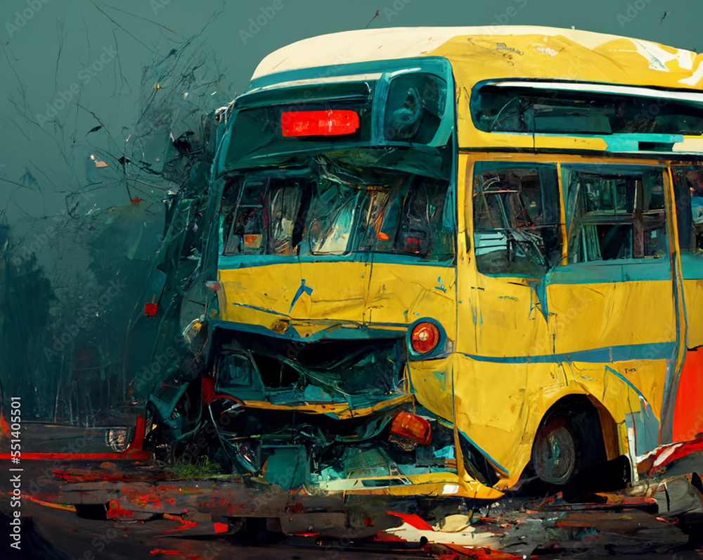 Road accident, accident with a passenger city bus, the bus crashed into ...