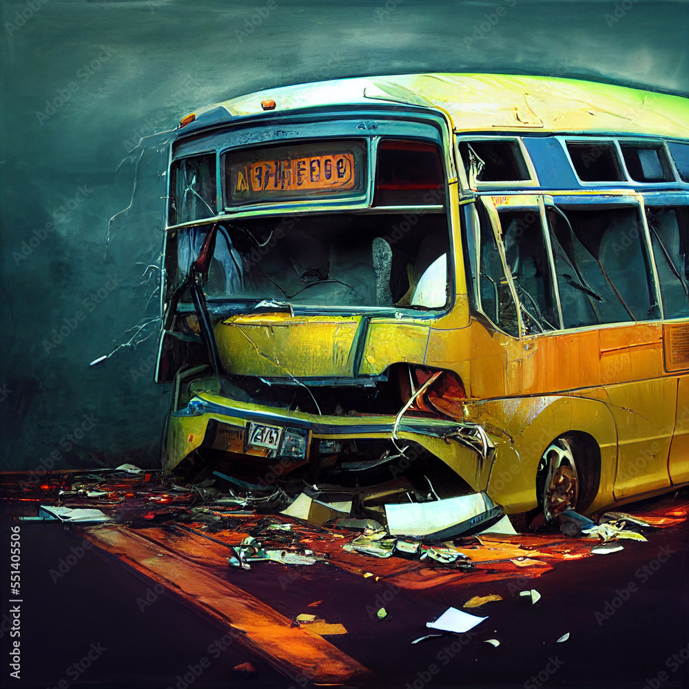 Road accident, accident with a passenger city bus, the bus crashed into ...